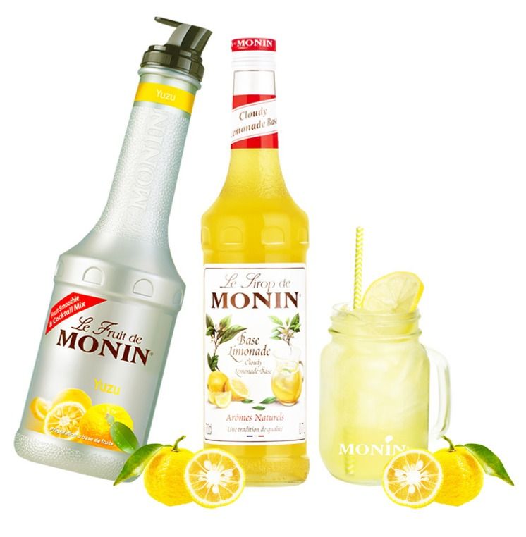 Monin Cloudy Lemonade Base 700 ml + Monin Le Fruit Yuzu -fruktpuré 1 l ...