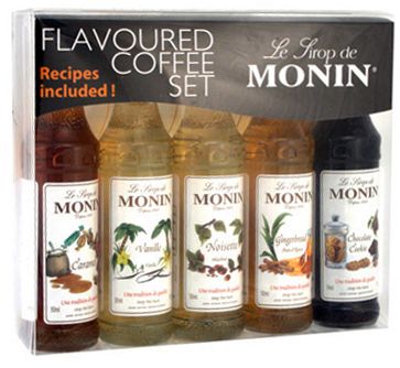 Monin kaffeset med 5 smaksirap - Crema