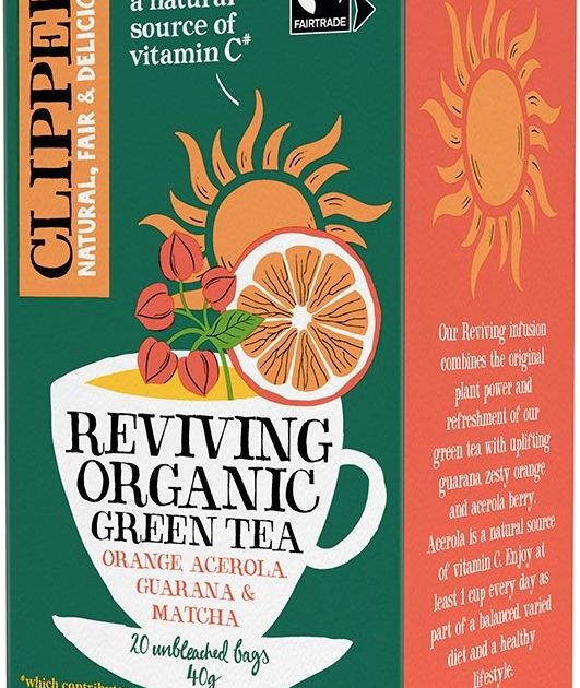 Clipper Organic Green Tea Reviving Orange, Acerola, Guarana & Matcha 20 ...