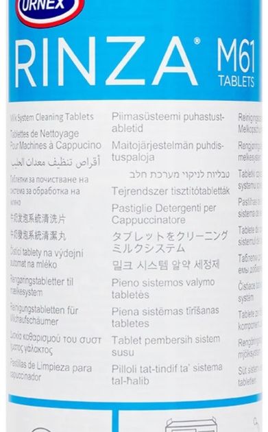 Urnex Rinza M61 mjölkrengöringstabletter för kaffemaskiner 120 st. - Crema