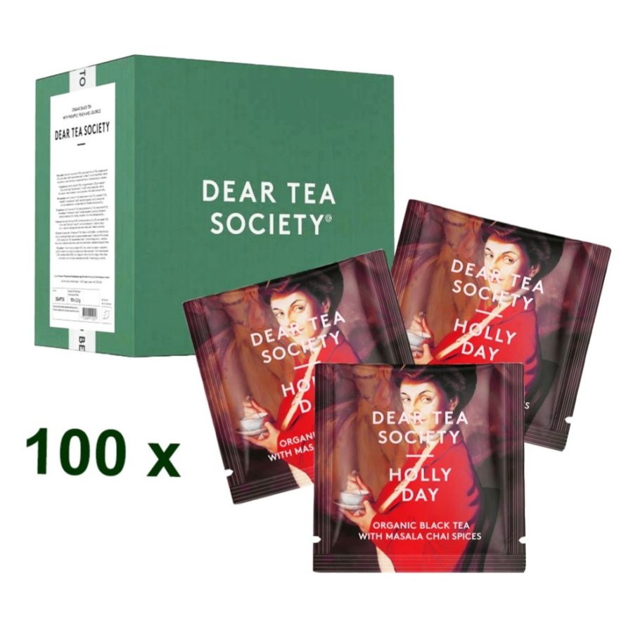 Dear Tea Society Holly Day ekologiskt svart te, 100 tepåsar - Crema